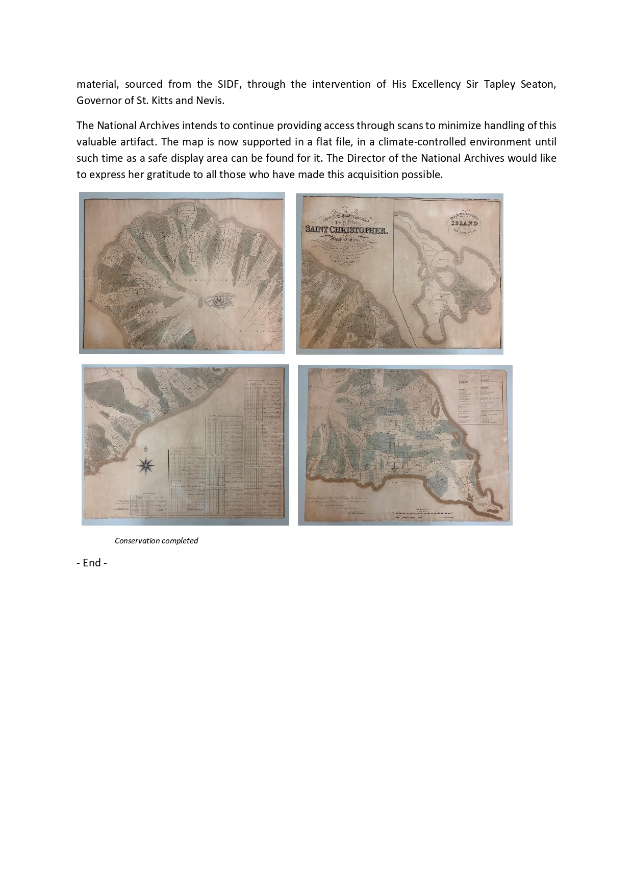 Original 1828 McMahon Map at National Archives, St. Kitts and Nevis – SKNIS